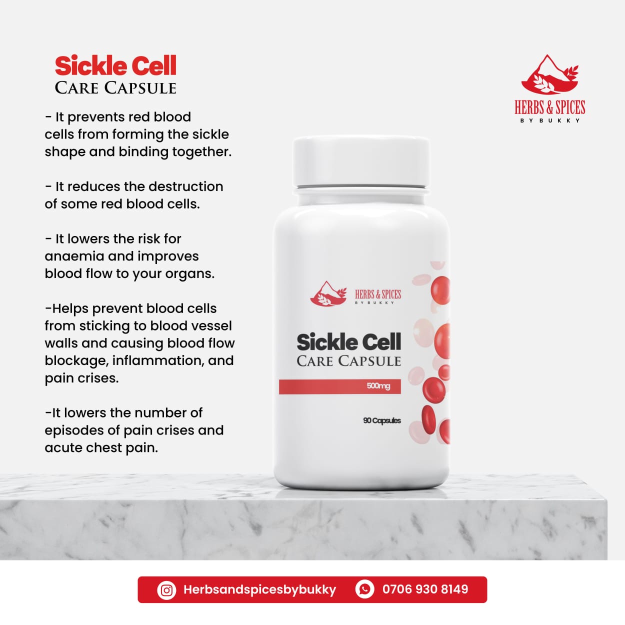 Sickel Cell Capsule (90 caps) - Herbs And Spices By Bukky